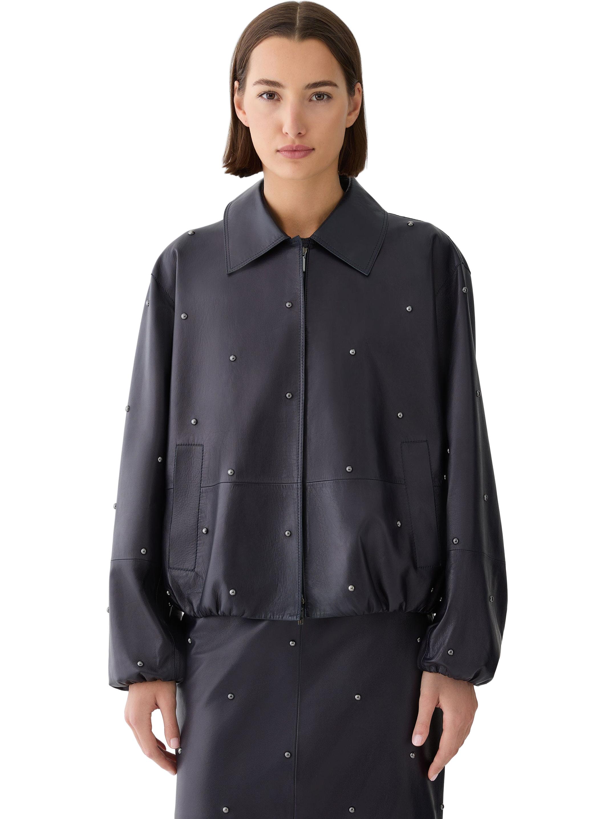 LAFAYETTE 148 NEW YORK Lafayette 148 New York Studded Nappa Leather Bomber Jacket
